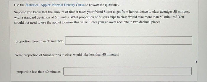 Solved Use the Statistical Applet: Normal Density Curve to | Chegg.com