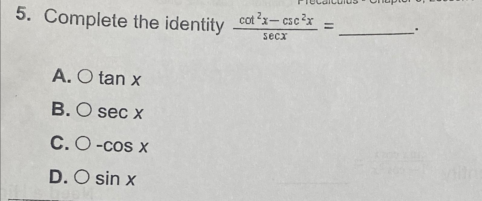 Solved Complete the identity | Chegg.com