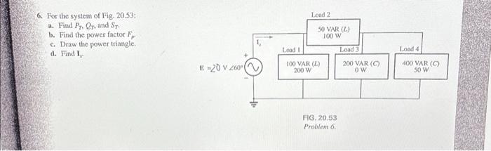 Solved 6. For the system of Figig 20.53: a. Find PT,QT, and | Chegg.com
