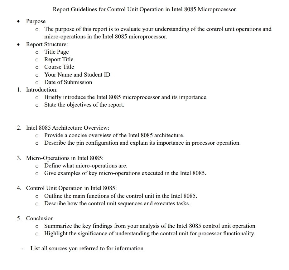 Solved Report Guidelines for Control Unit Operation in Intel | Chegg.com