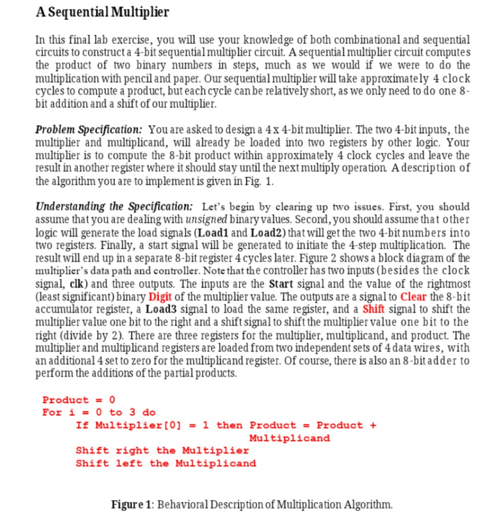 Solved Need to design a 4-bit sequential multiplier | Chegg.com