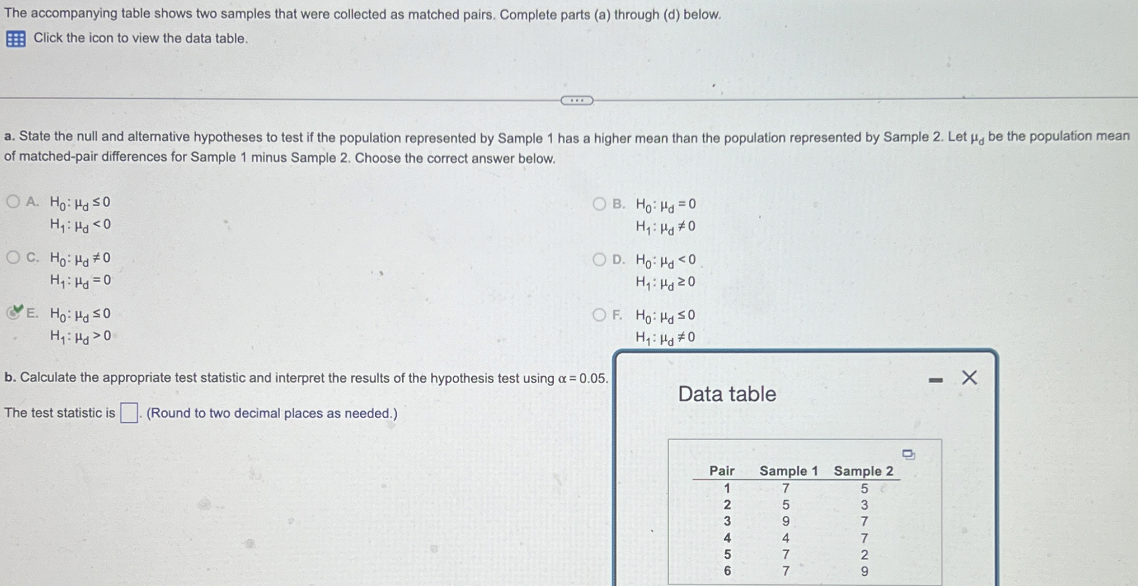 The accompanying table shows two samples that were | Chegg.com