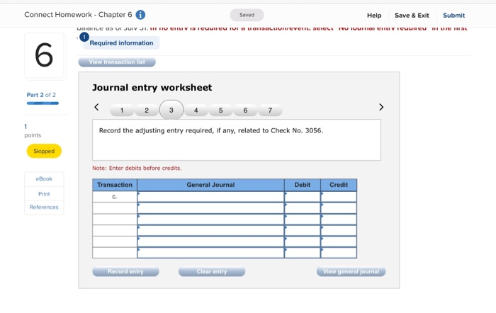 Solved Connect Homework Chapter 6 Submit Saved Save & Exit | Chegg.com