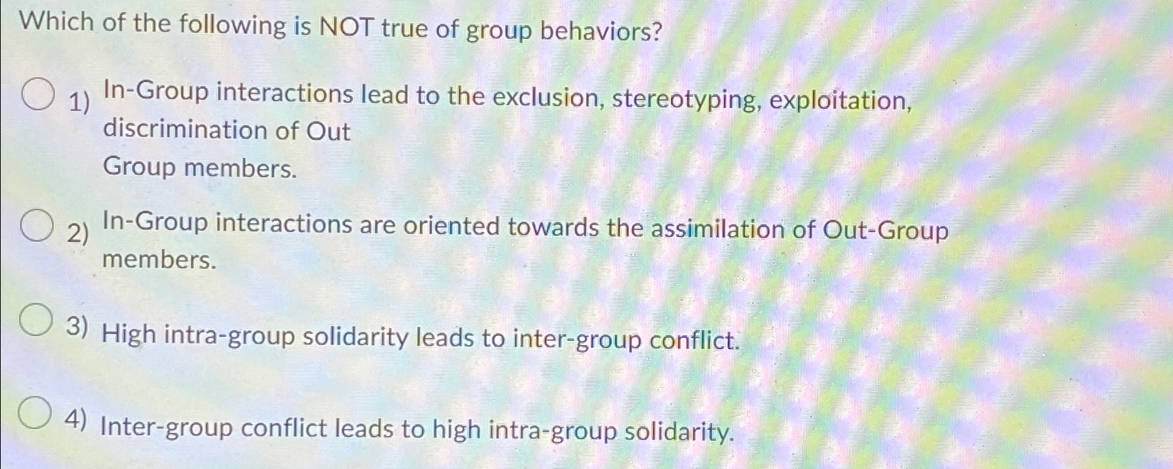 Solved Which of the following is NOT true of group | Chegg.com