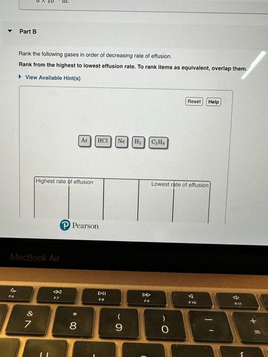 Solved Rank the following gases in order of decreasing rate | Chegg.com