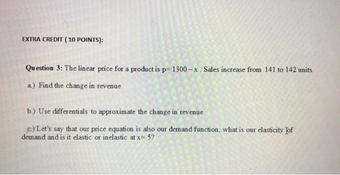 Solved EXTRA CREDIT (10 POINTS): Question 3: The linear | Chegg.com