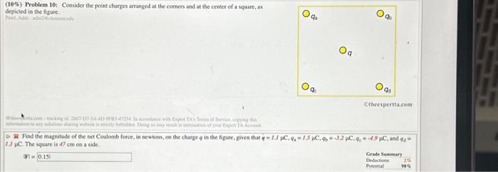 Solved (10\%) Problem 10: Consider the point charges | Chegg.com