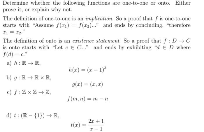 Solved Determine whether the following functions are | Chegg.com