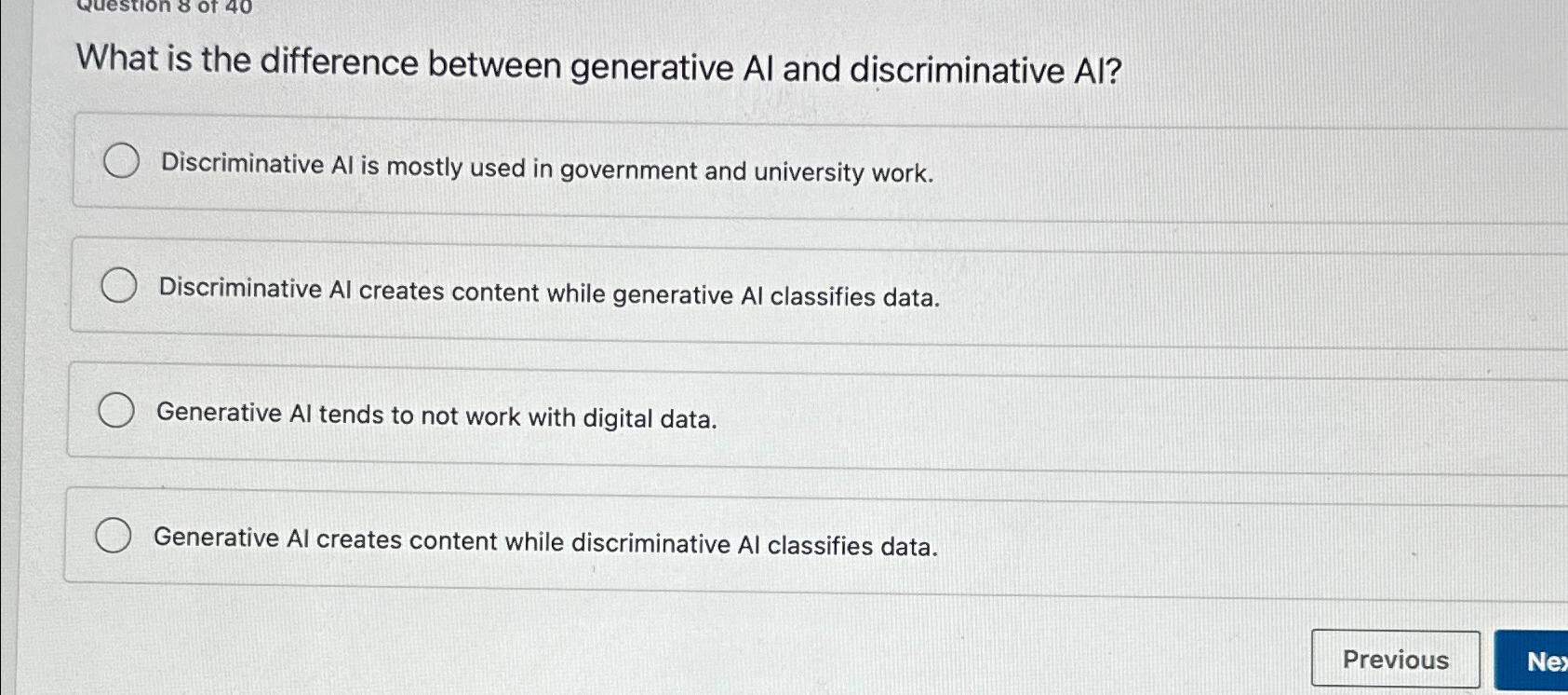 Solved What is the difference between generative Al ﻿and | Chegg.com