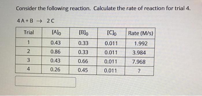 Solved Consider the following reaction. Calculate the rate | Chegg.com