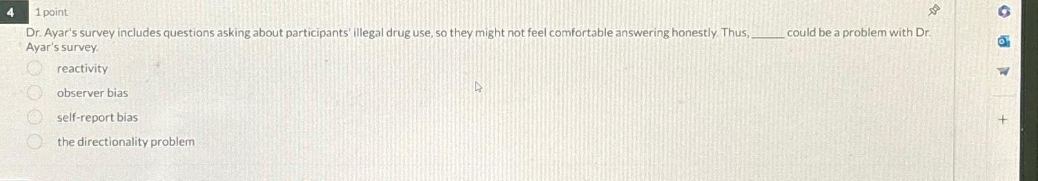 Solved 4,1 ﻿pointDr. ﻿Ayar's survey includes questions | Chegg.com