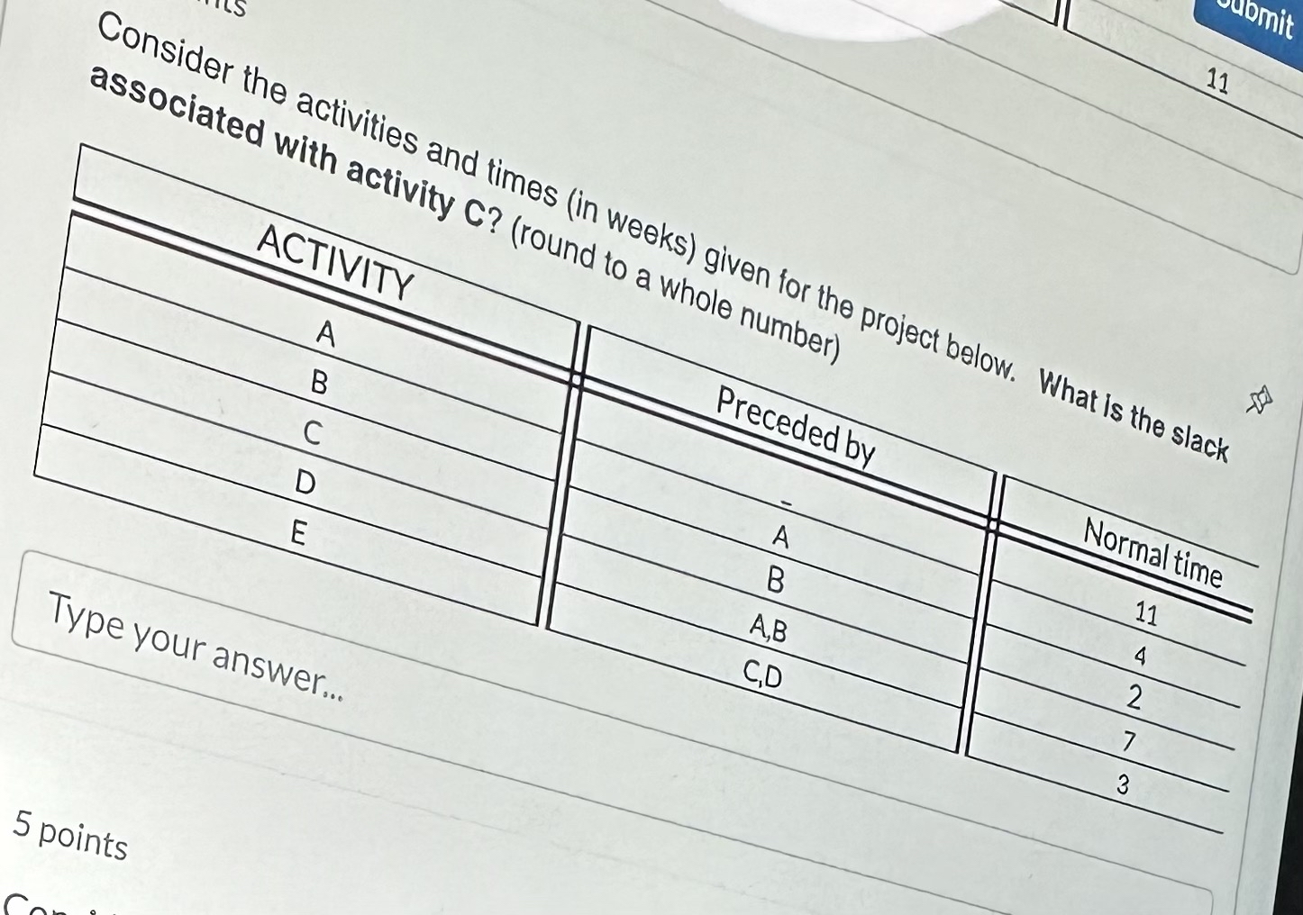 Solved Consider the activities and times (in weeks) ﻿given | Chegg.com