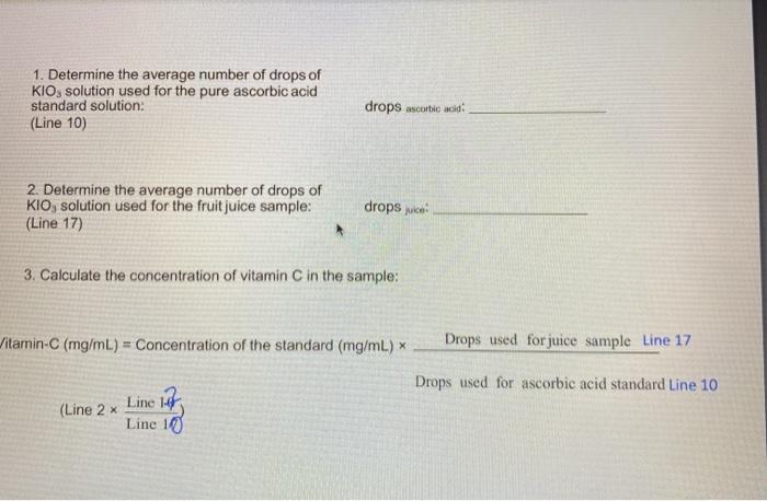 Solved Microscale Titration. Vitamin C in Fruit Juices | Chegg.com