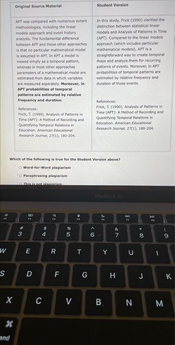 Solved Original Source Material Student Version APT was | Chegg.com