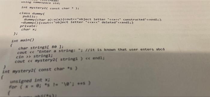 using namespace std; - int mystery2( const char); | Chegg.com