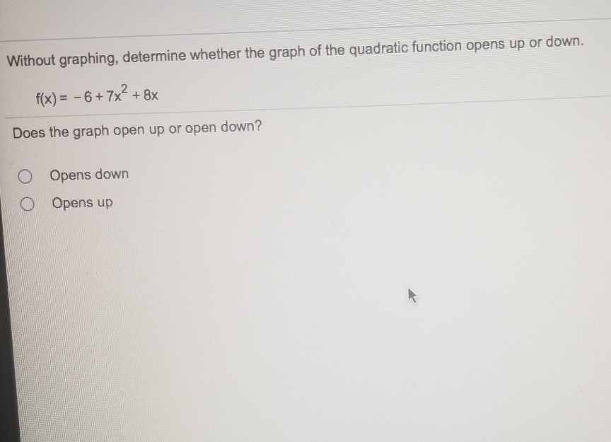 Solved Without graphing, determine whether the graph of the | Chegg.com