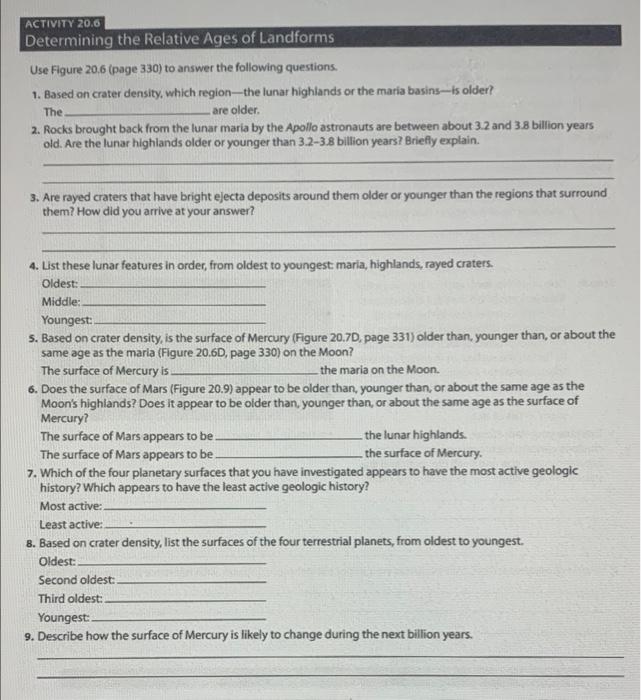 Solved ACTIVITY 20.0 Determining the Relative Ages of | Chegg.com