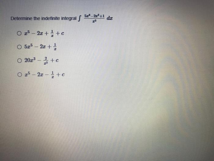 Solved Determine the indefinite integral ſ 6x2 – 2x + 3 d. O | Chegg.com