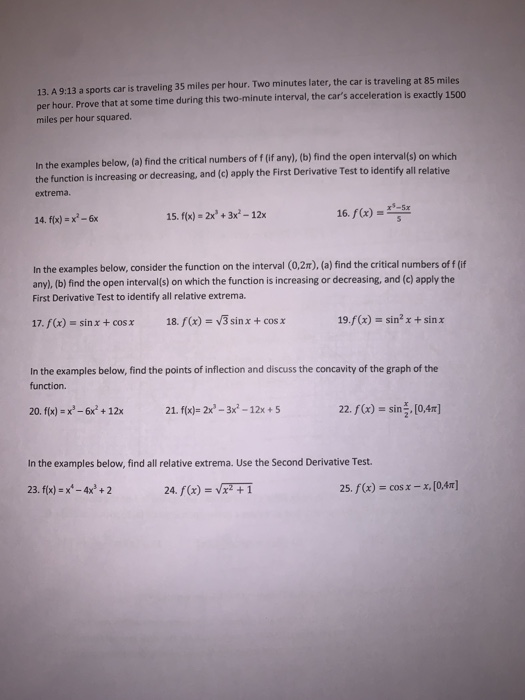 Solved 1st & 2nd Derivative Test Review Sheet Calculus | Chegg.com