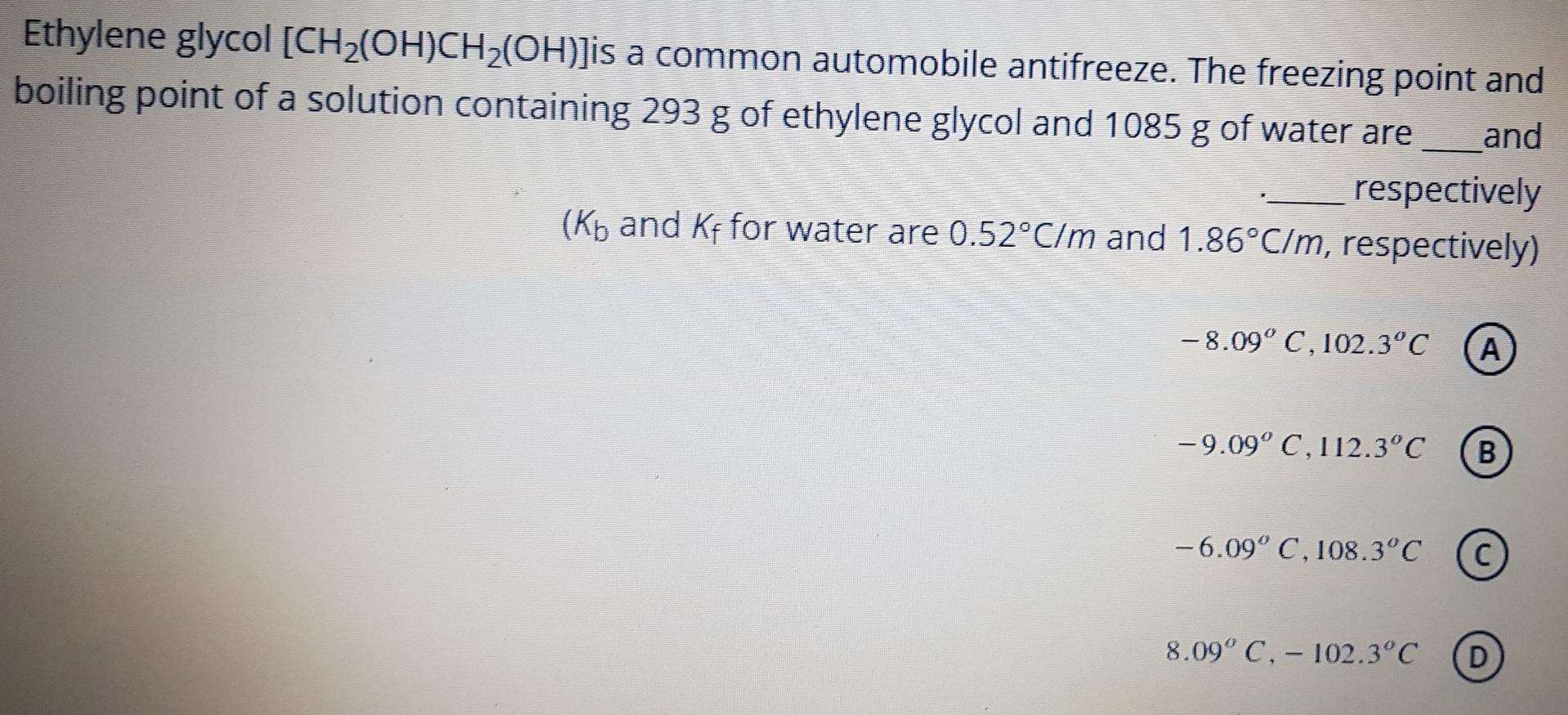 Solved Ethylene glycol (CH2(OH)CH2(OH)]is a common | Chegg.com