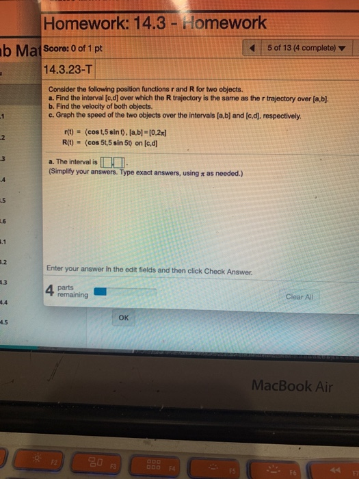 Solved Homework: 14.3 - Homework ab Mat Score: 0 of 1 pt | Chegg.com