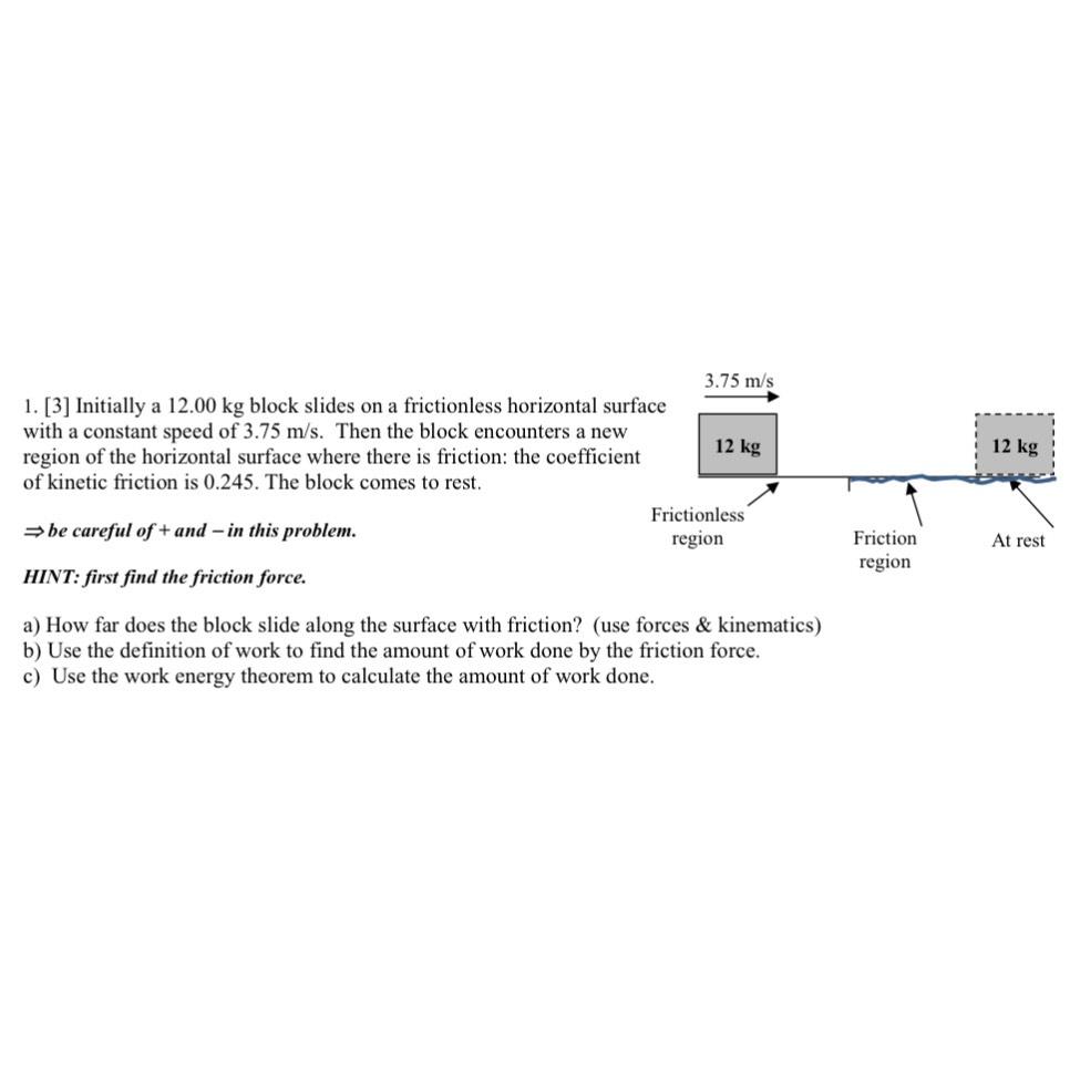 Solved [3] ﻿Initially a 12.00kg ﻿block slides on a | Chegg.com