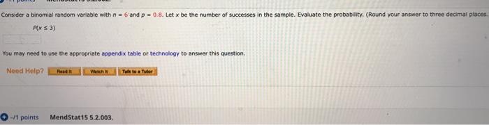 Solved Consider A Binomial Random Variable With N 6 And P 2610