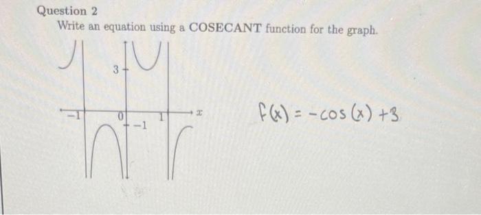 Solved Question 2 Write An Equation Using A Cosecant