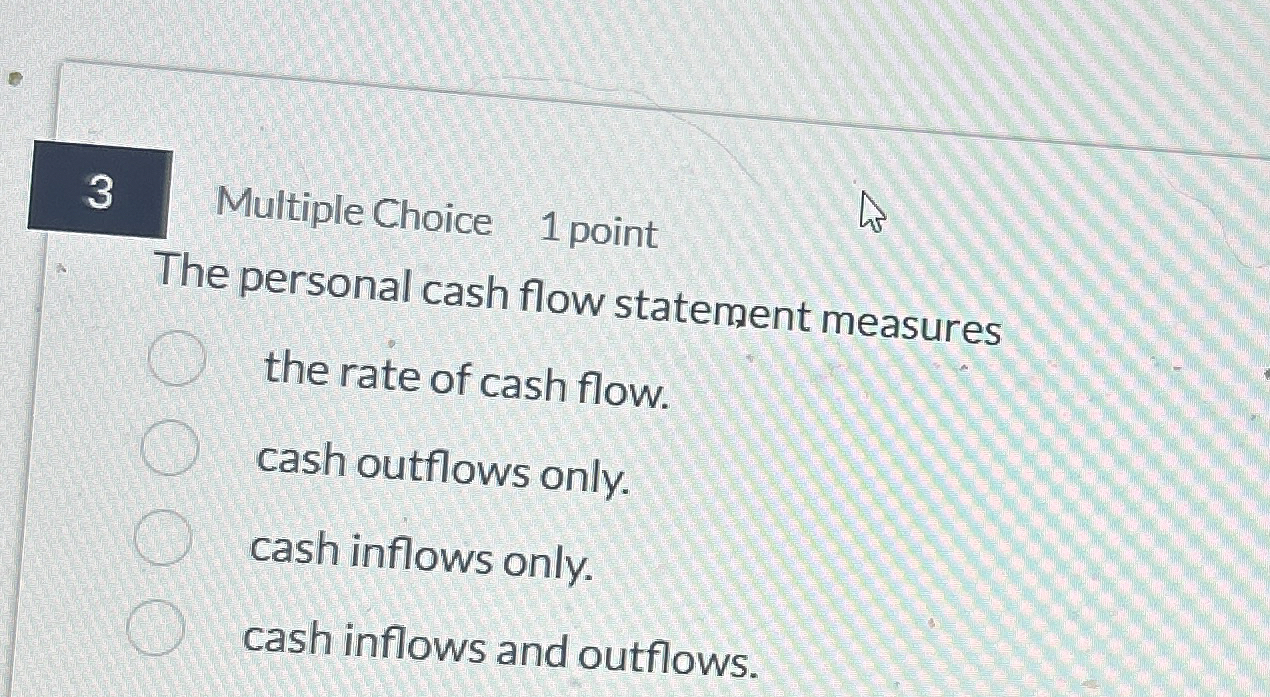 3Multiple Choice 1 ﻿pointThe personal cash flow | Chegg.com