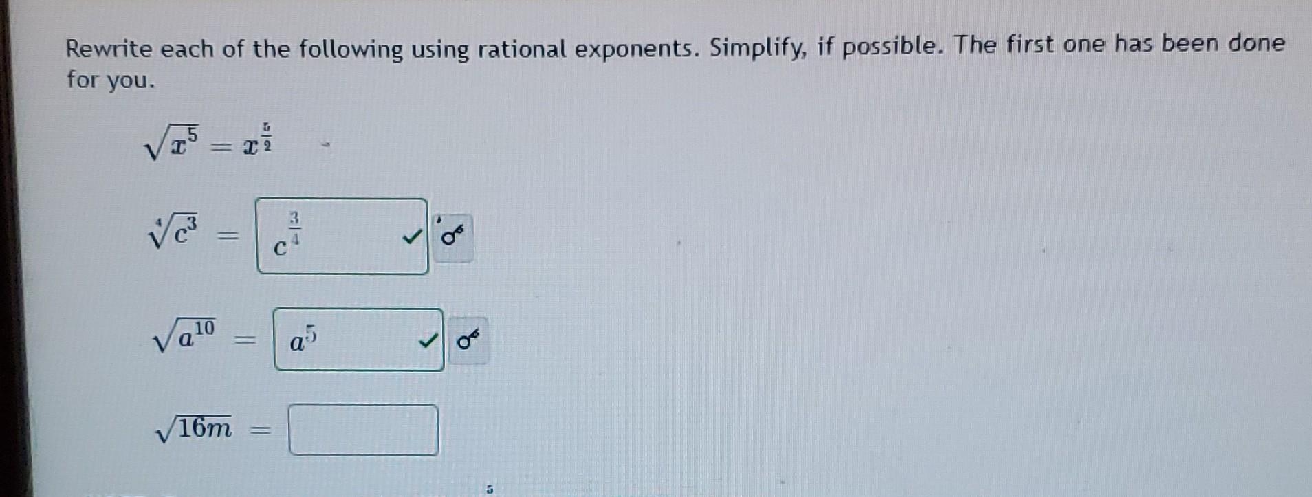 Solved Rewrite each of the following using rational | Chegg.com