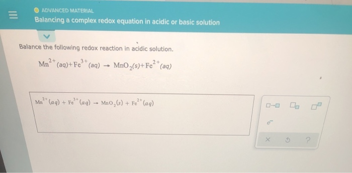 Solved III ADVANCED MATERIAL Balancing a complex redox | Chegg.com