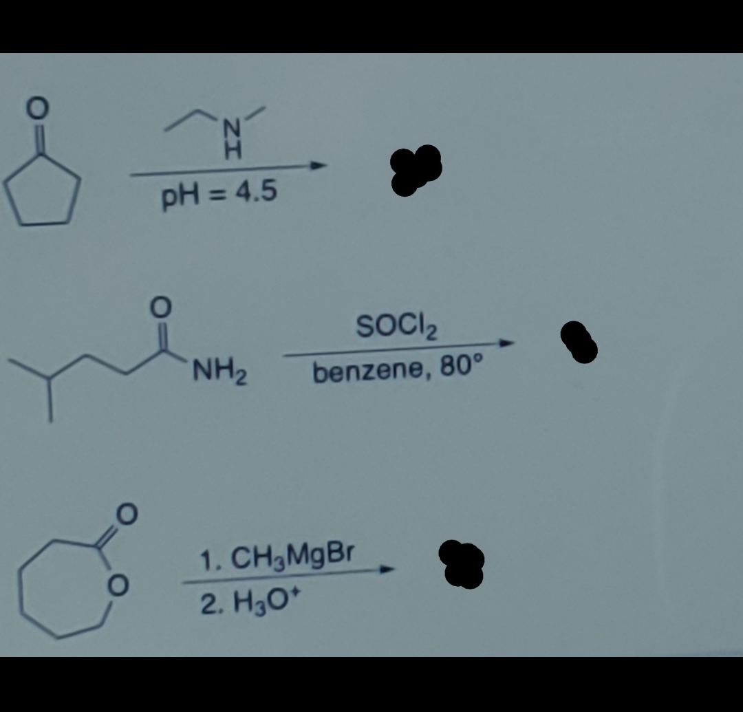 Solved N pH = 4.5 SOCI2 benzene, 80° NH2 1. CH MgBr 2. H30* | Chegg.com