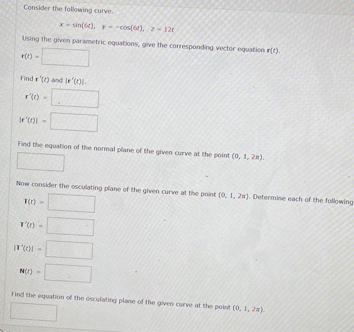 Solved Consider the following curve. x = sin(6t), y = | Chegg.com