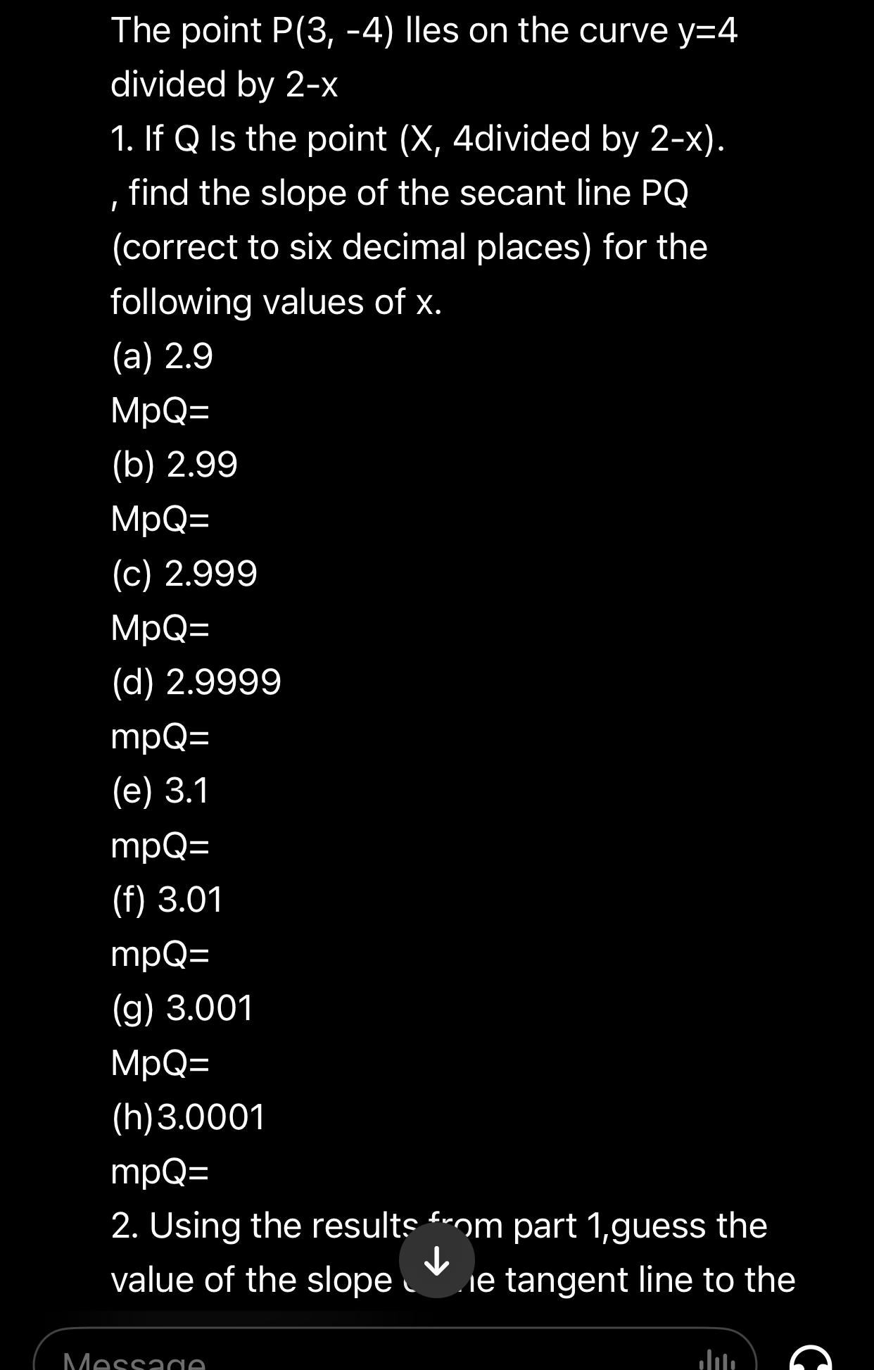 Solved The point P(3,-4)lies on the curve y=4 divided by | Chegg.com
