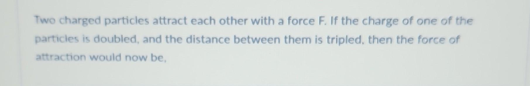 Solved Two charged particles attract each other with a force | Chegg.com