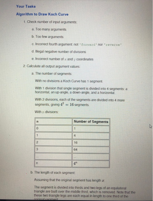 write a script to create a Koch curve. done in matlab | Chegg.com