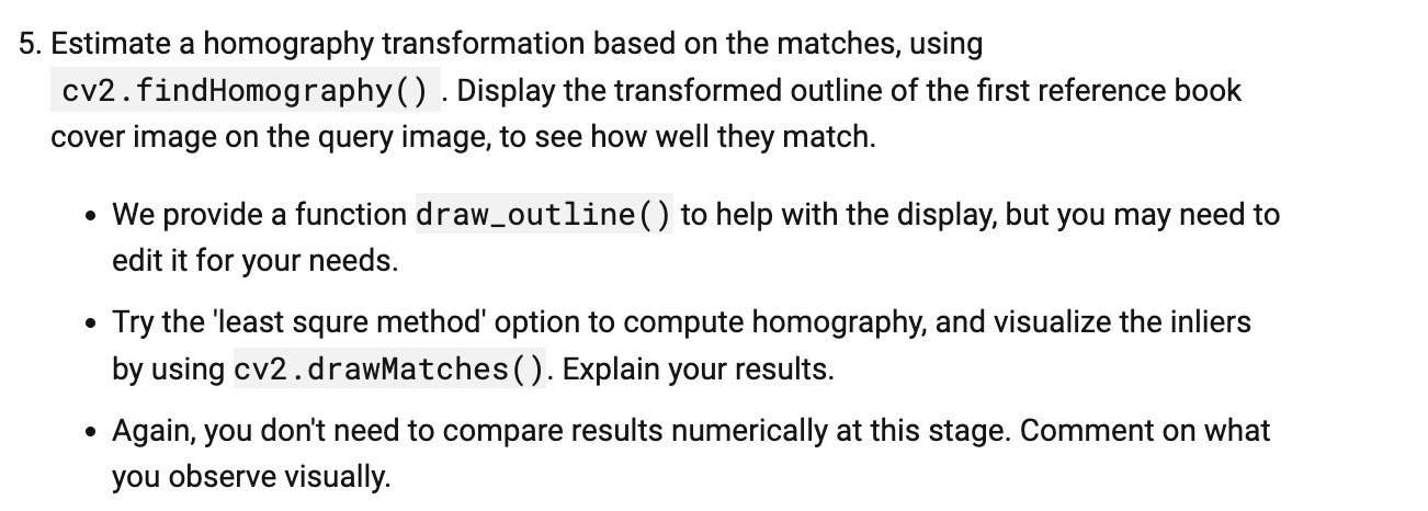 Solved Estimate a homography transformation based on the | Chegg.com