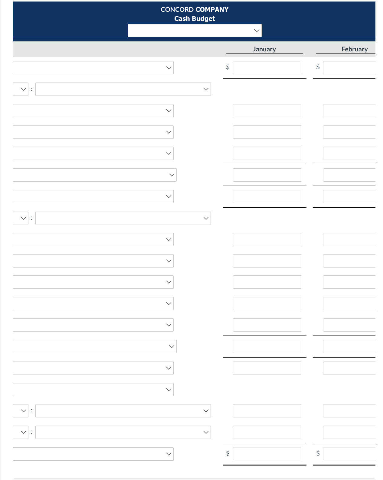 Concord Company prepares monthly cash budgets. | Chegg.com