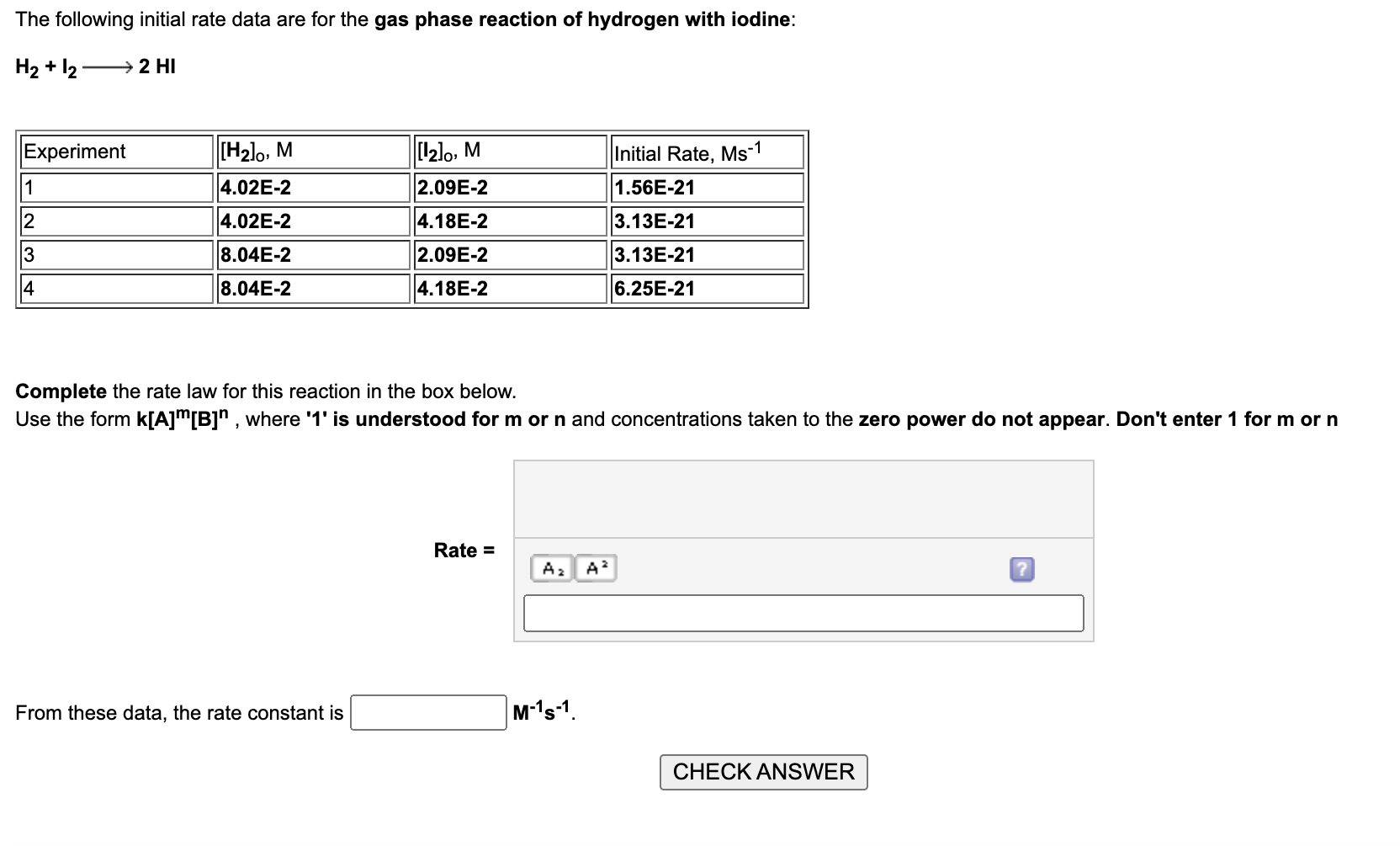 Solved The following initial rate data are for the gas phase | Chegg.com