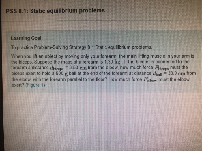 Solved PSS 8.1: Static equilibrium problems Learning Goal: | Chegg.com