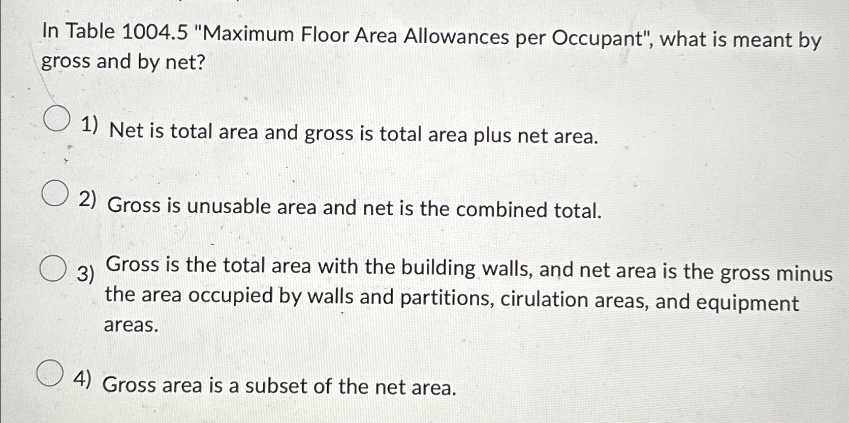 Solved In Table 1004.5 ﻿"Maximum Floor Area Allowances per | Chegg.com