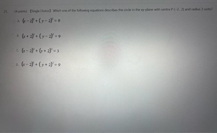 21. (4 points) [Single Choice] Which one of the | Chegg.com