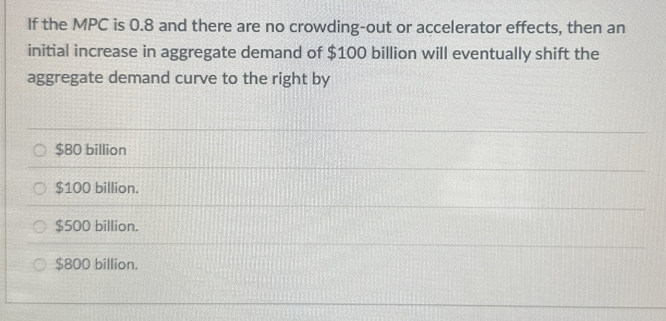 Solved If the MPC is 0.8 ﻿and there are no crowding-out or | Chegg.com