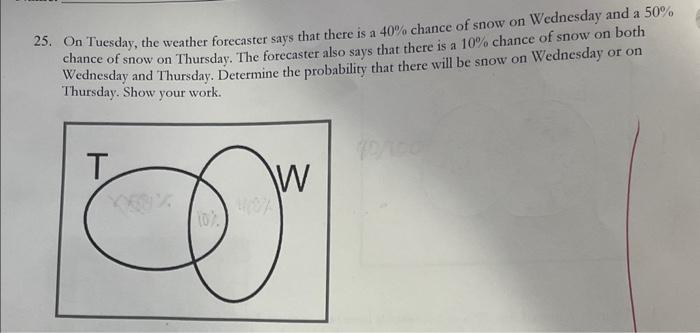 Solved 25. On Tuesday, the weather forecaster says that | Chegg.com