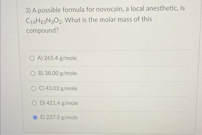 Solved 3) A possible formula for novocain, a local | Chegg.com