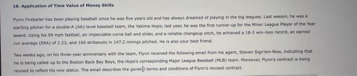 16. Application of Time Value of Money Skilis Fiynn | Chegg.com