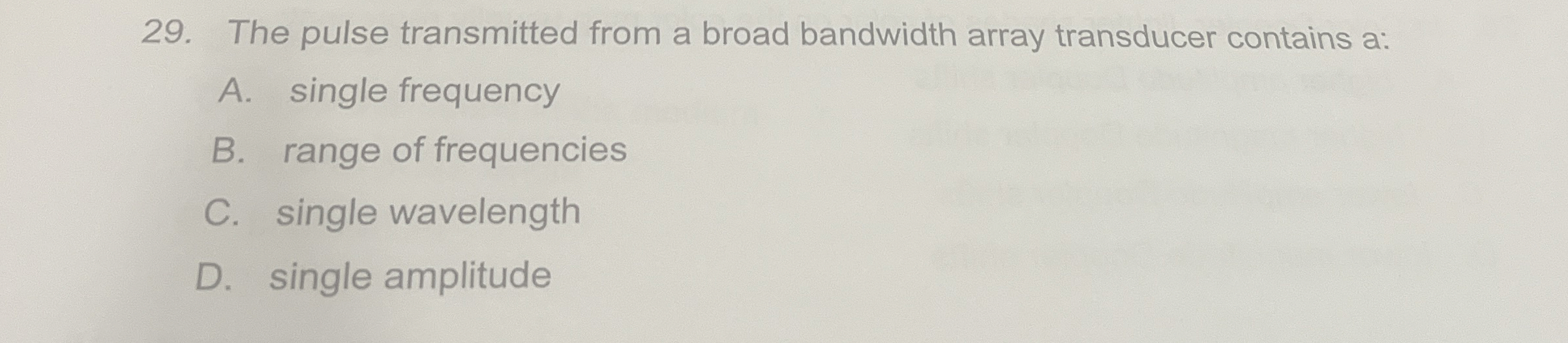 Solved The pulse transmitted from a broad bandwidth array | Chegg.com