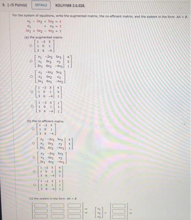 Solved 8. (-/5 Points) DETAILS ROLFFM8 2.6.028. o For the | Chegg.com
