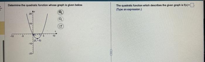 Solved Determine the quadratic function whose graph is given | Chegg.com