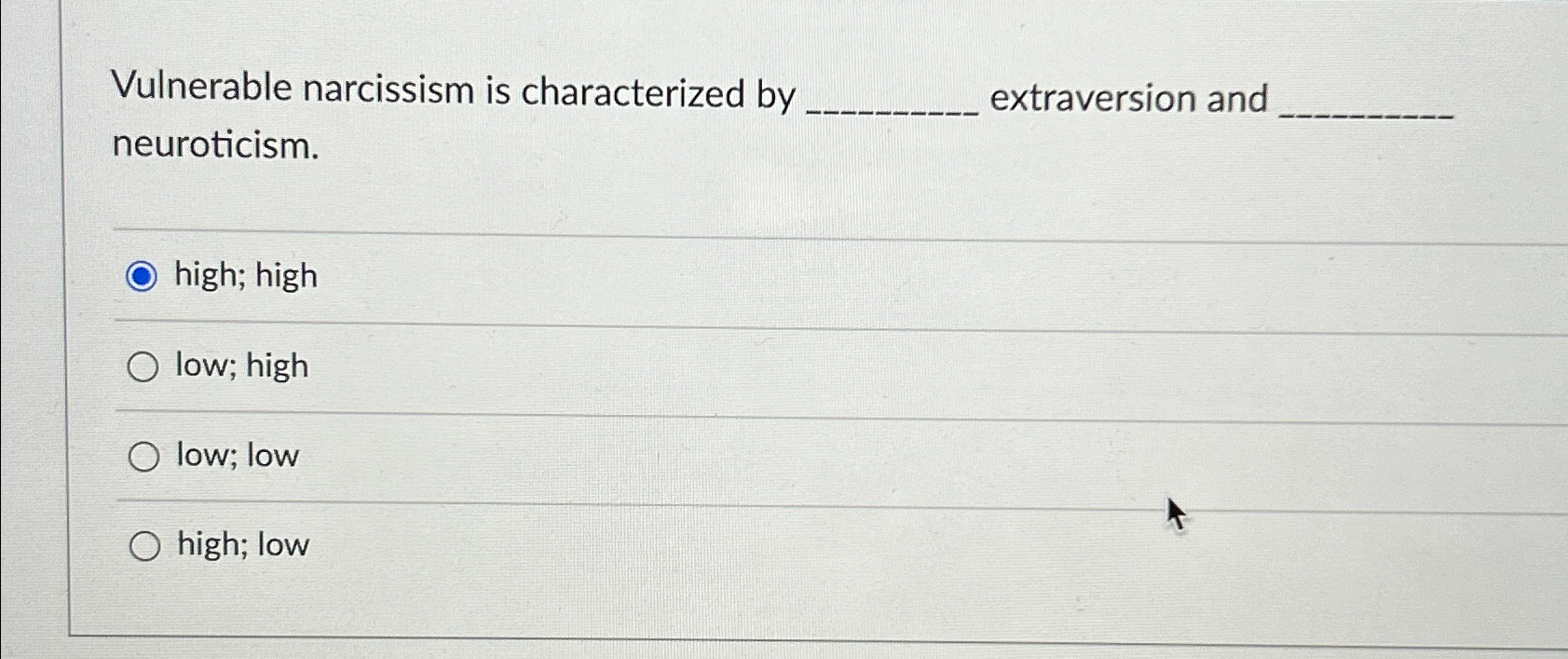 Solved Vulnerable narcissism is characterized by | Chegg.com